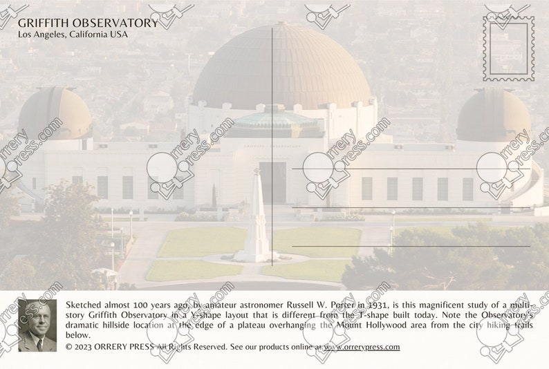 Griffith Observatory West Wing (1931) by Russell W. Porter - Etsy