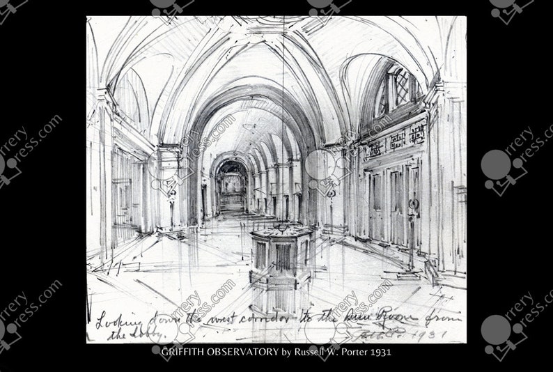 Griffith Observatory Lobby to Sun Room (1931) by Russell W. Porter - Etsy