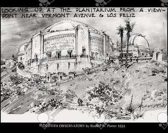 Griffith Observatory West Wing (1931) by Russell W. Porter - Etsy