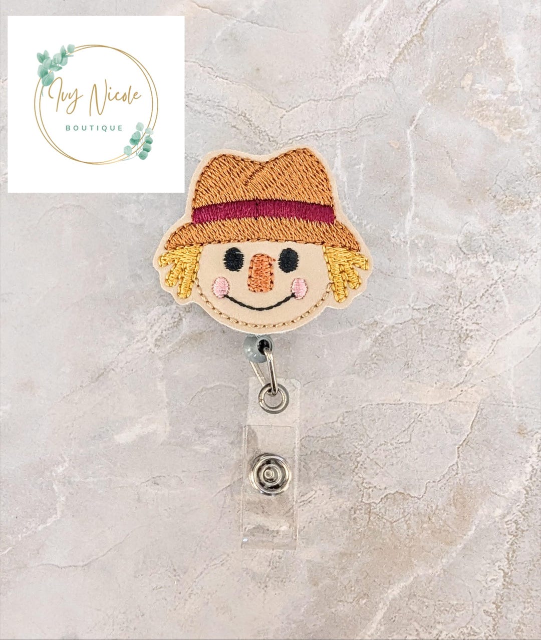 Scarecrow Badge Reel: Fall Teacher/nurse Gift, Retractable Lanyard - Etsy