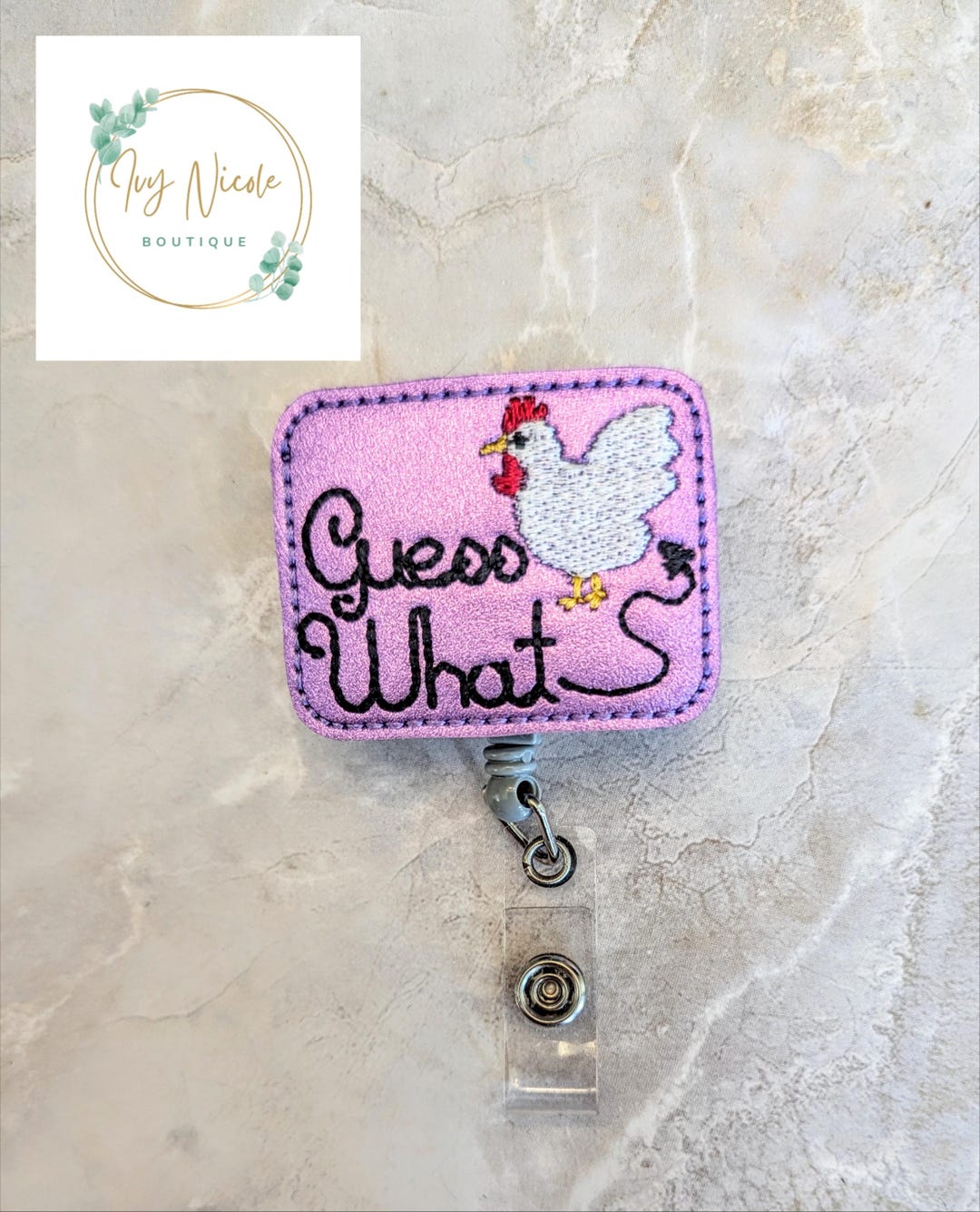 Guess What? Chicken Butt Badge Reel - Teacher Nurse ID Holder - Etsy