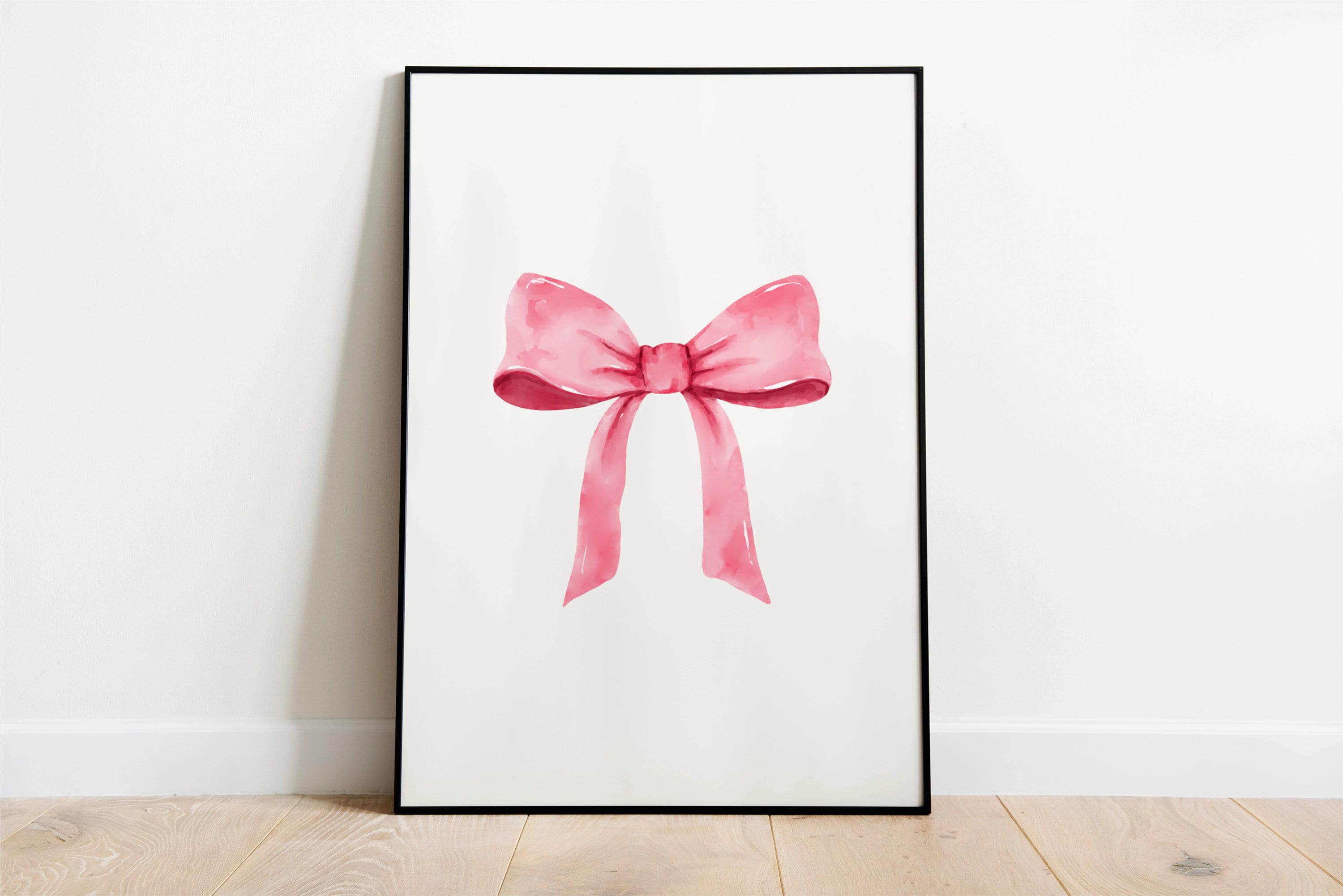 Pink Bow Painting, Digital Download, Aesthetic Art Print for Bedroom or ...