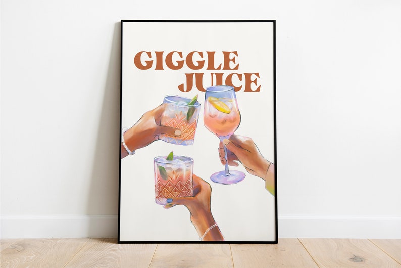 Giggle Juice Cocktail Print, Kitchen & Bar Wall Art (digital Download ...