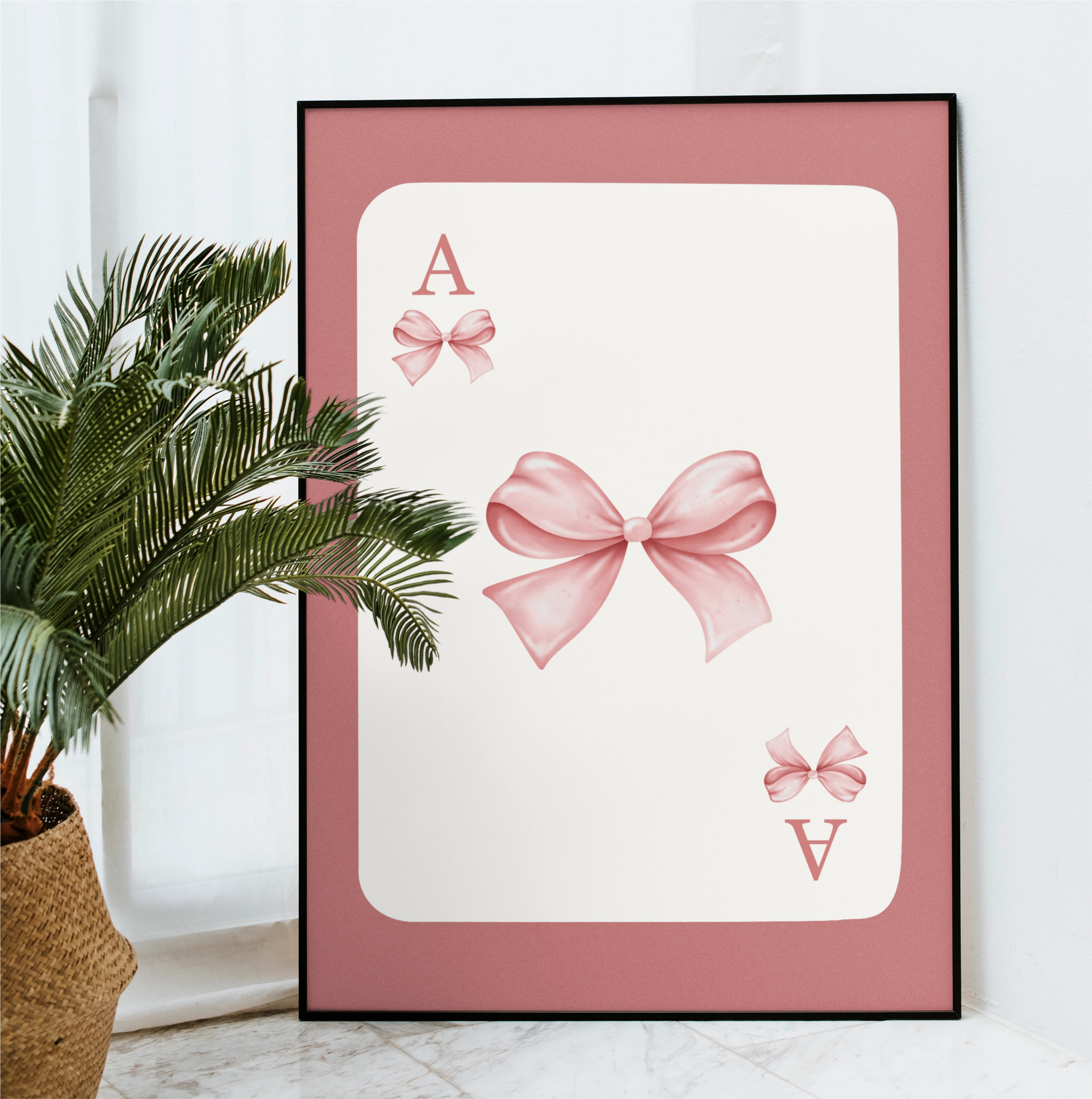 Bow Players Card Pink, Digital Download, Aesthetic Art Print for ...