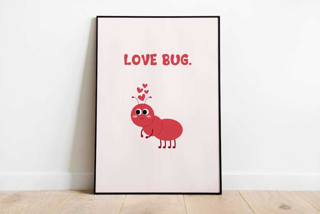 Love Bug Valentines Day, Digital Download, Aesthetic Art Print for ...