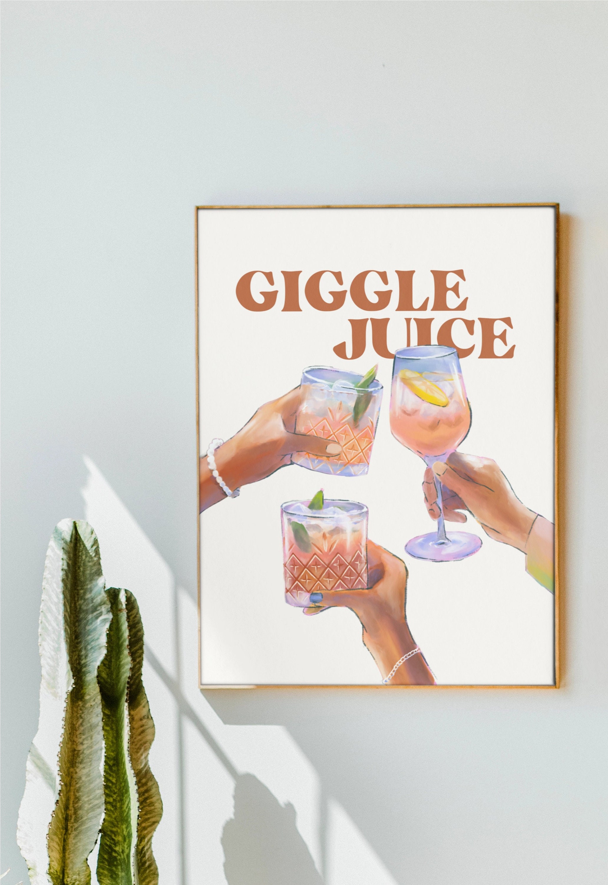 Giggle Juice Cocktail Print, Kitchen & Bar Wall Art (digital Download ...