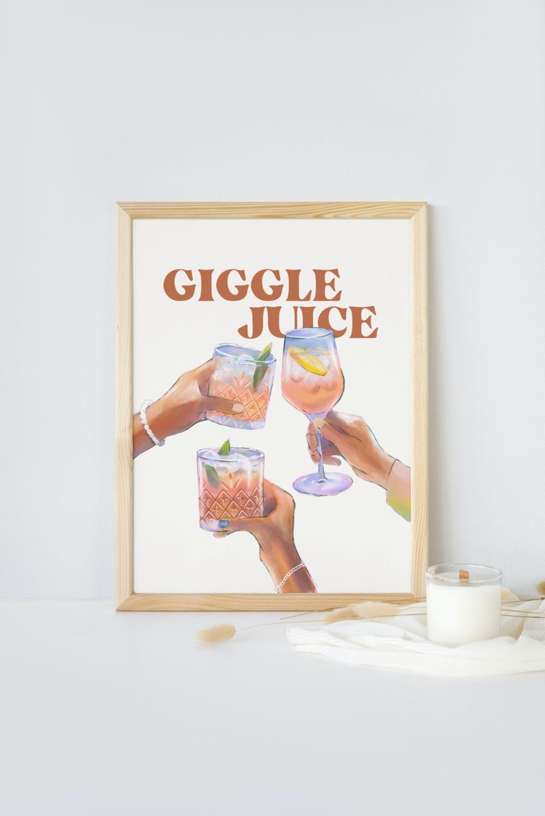 Giggle Juice Cocktail Print, Kitchen & Bar Wall Art (digital Download ...