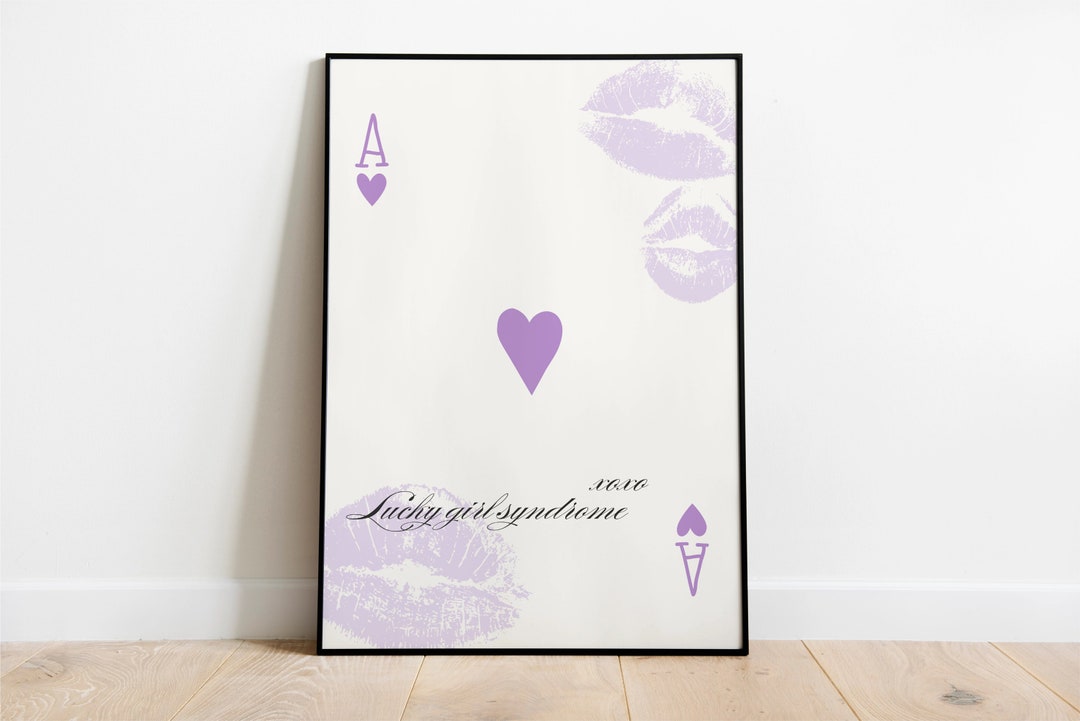 Purple Ace Lucky Girl, Digital Download, Aesthetic Art Print for Office ...