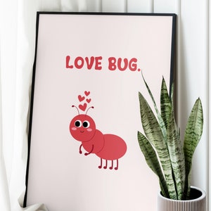 Love Bug Valentines Day Art Print, Cute Insect (digital Download) - Etsy