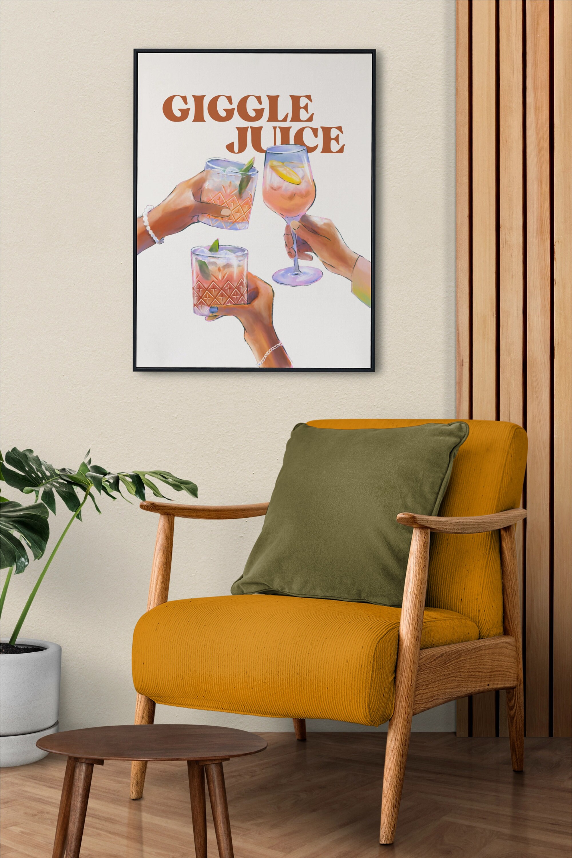 Giggle Juice Cocktail Print, Kitchen & Bar Wall Art (digital Download ...