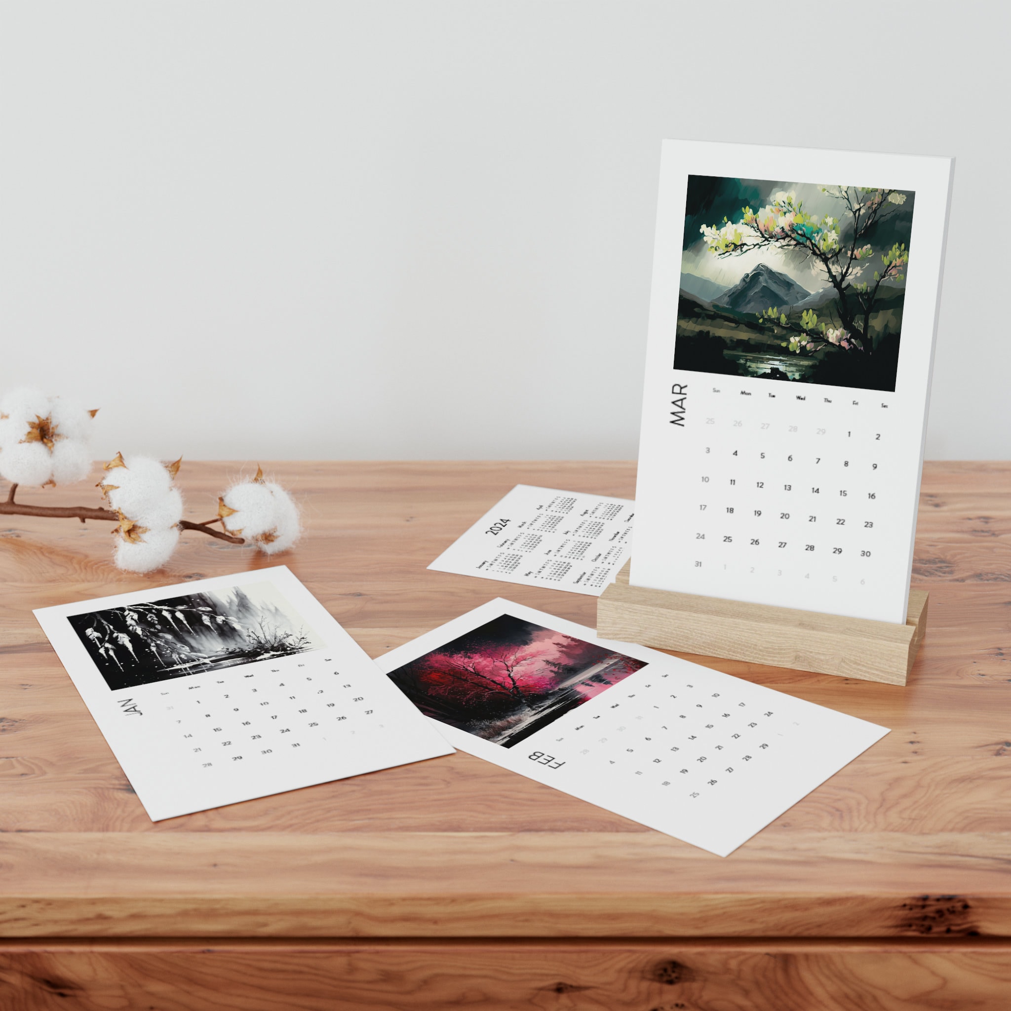 Vertical Desk Calendar ephemeral Seasons 2024, Vertical Desk Calendar ...