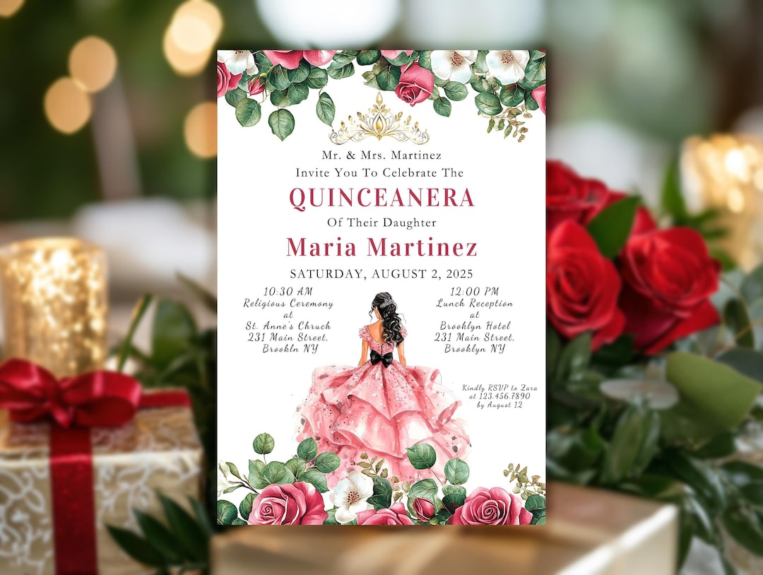 Editable Quinceañera Invitation Template, Quince Invitation, Invitation ...