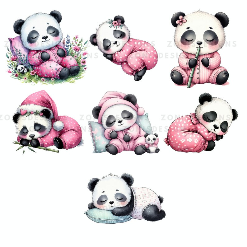 Sleepy Baby Pandas, Nursery Clipart, Cute Animals, Nursery Animal ...