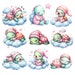 Water Color Sleeping Turtles, High Quality 31pc PNG Files, Sleeping ...
