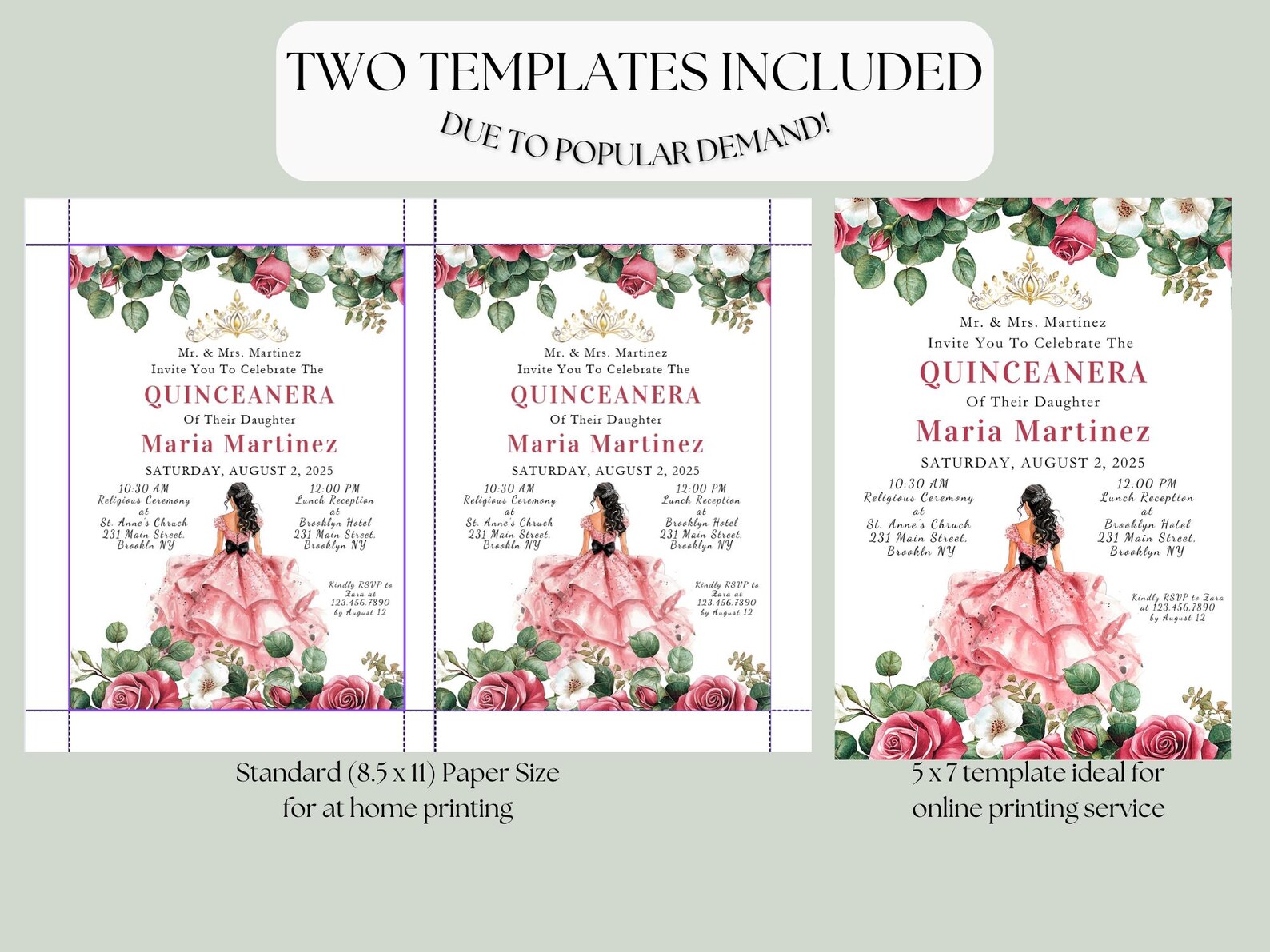 Editable Quinceañera Invitation Template, Quince Invitation, Invitation ...