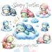 Water Color Sleeping Turtles, High Quality 31pc PNG Files, Sleeping ...