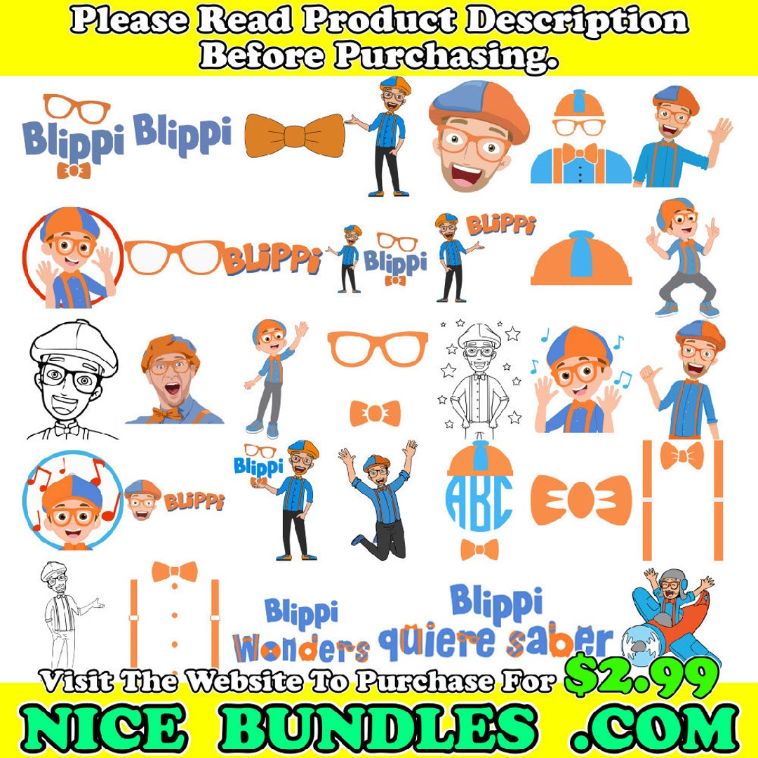 Blippi SVG Bundle, Happy Birthday Blippi Svg, Blippi Sublimation Design ...