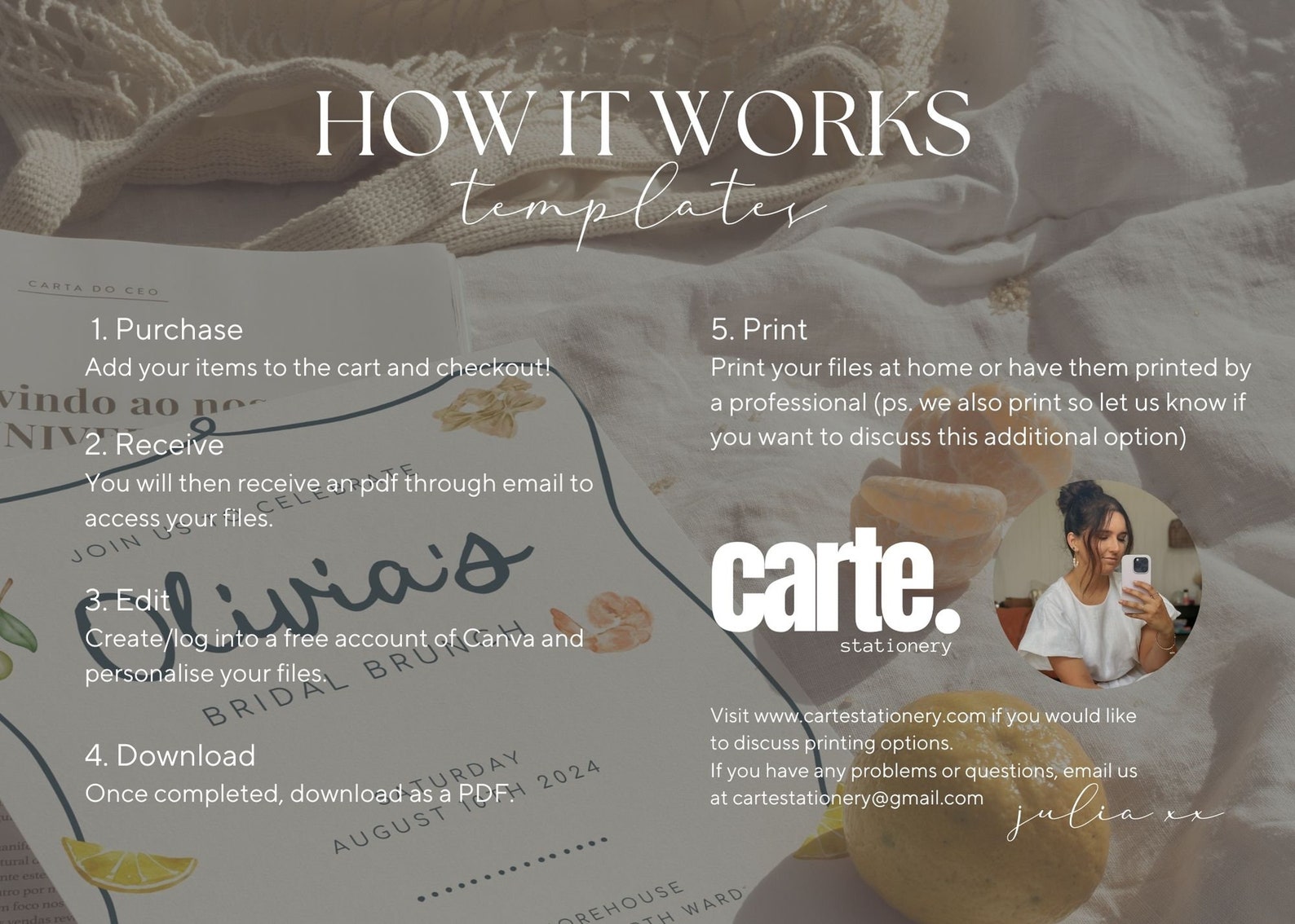 Bridal Shower / Brunch Mediterranean /italian Summer Light Invite W ...