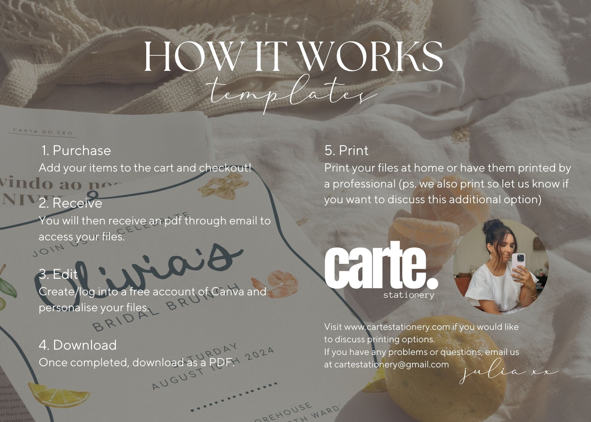 Bridal Shower / Brunch Mediterranean /italian Summer Light Invite W ...