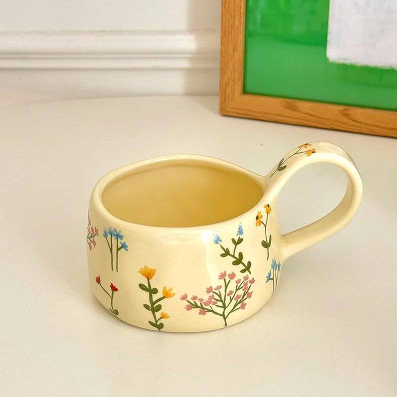 Hand-pinched Ceramic Mug | Kawaii Flower Cup, Korean Style - Etsy