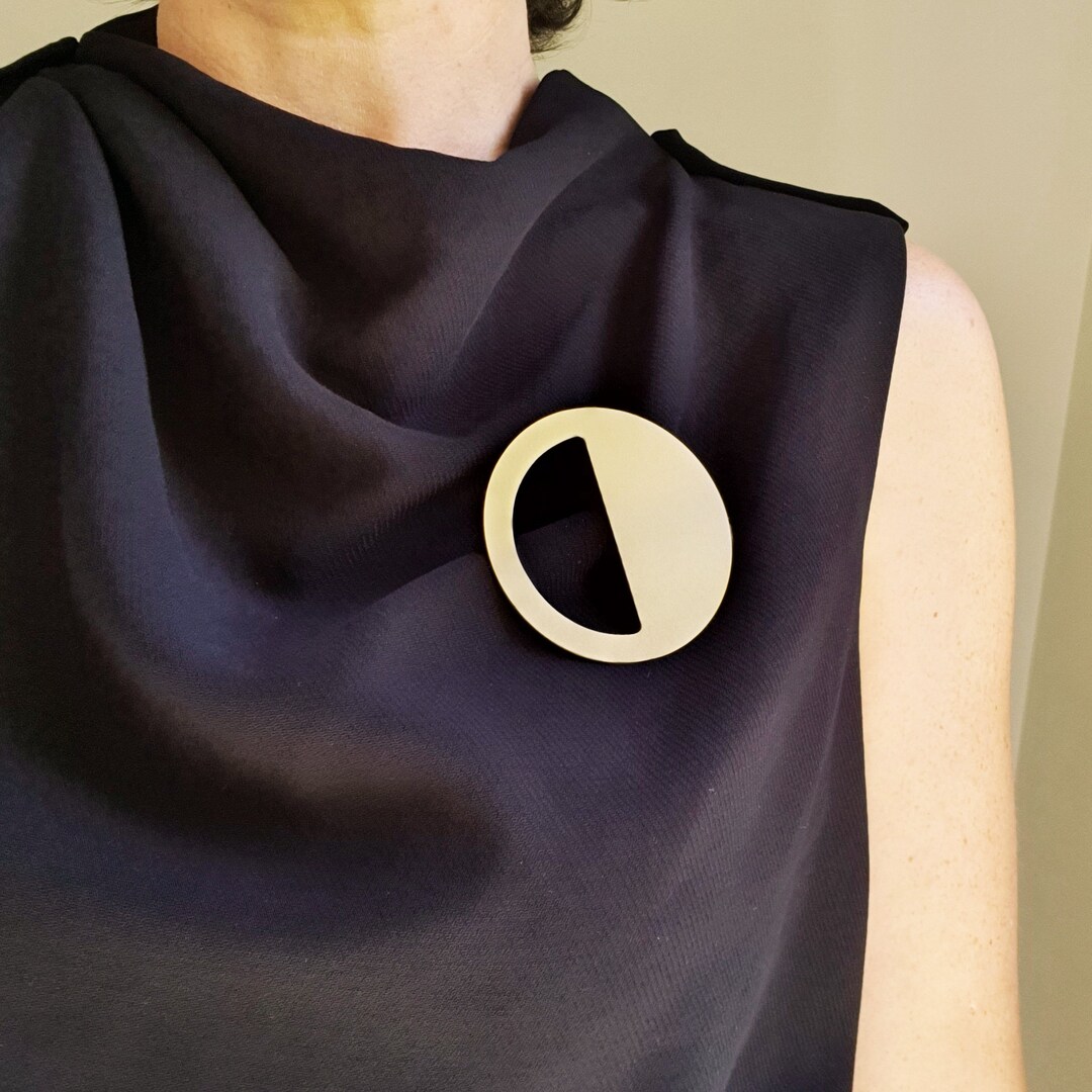 Bold Circular Brooch in Gold Metallic Aluminium - Etsy