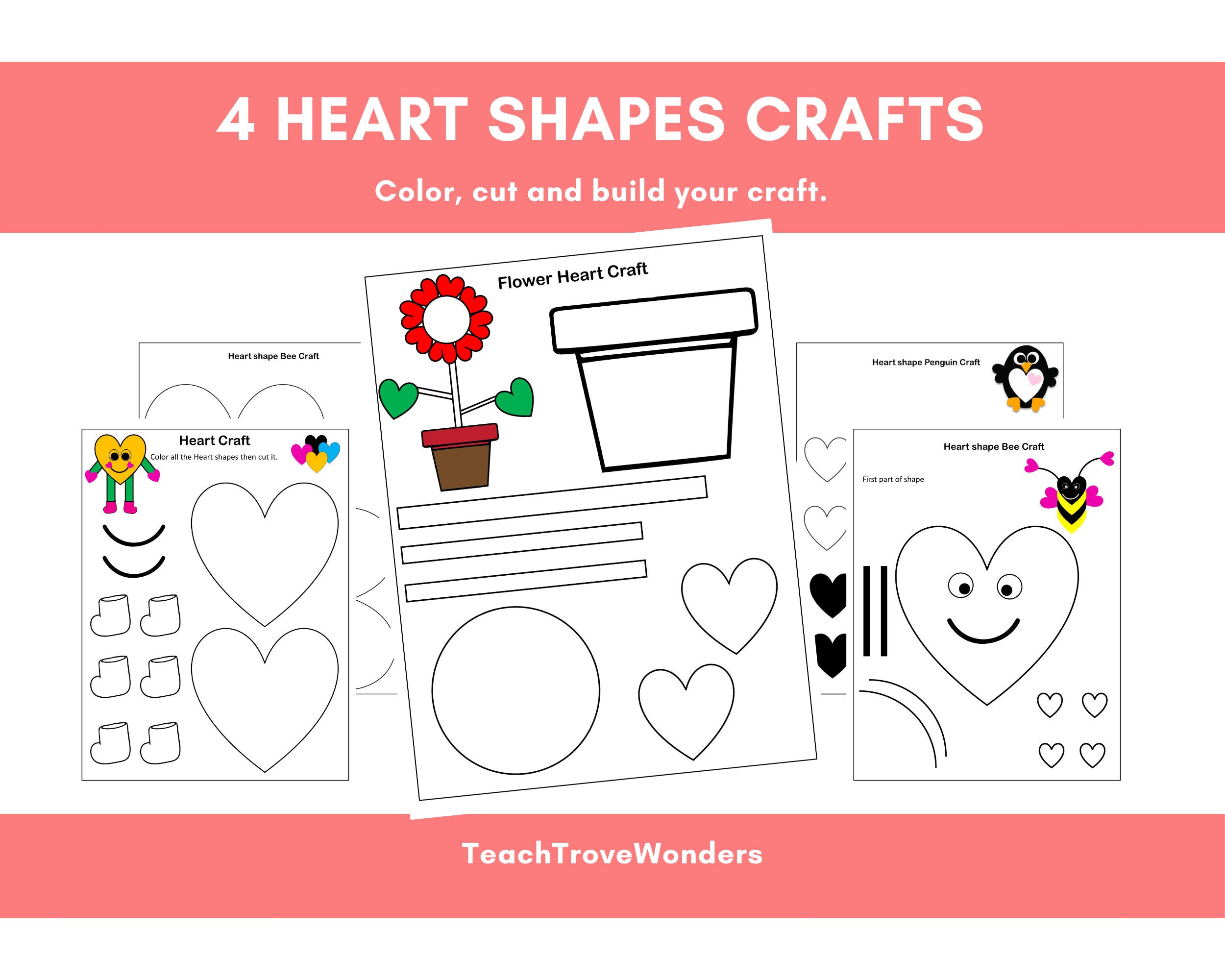 Valentines Day Printable Crafts, Printable Valentines Craft for Kids ...