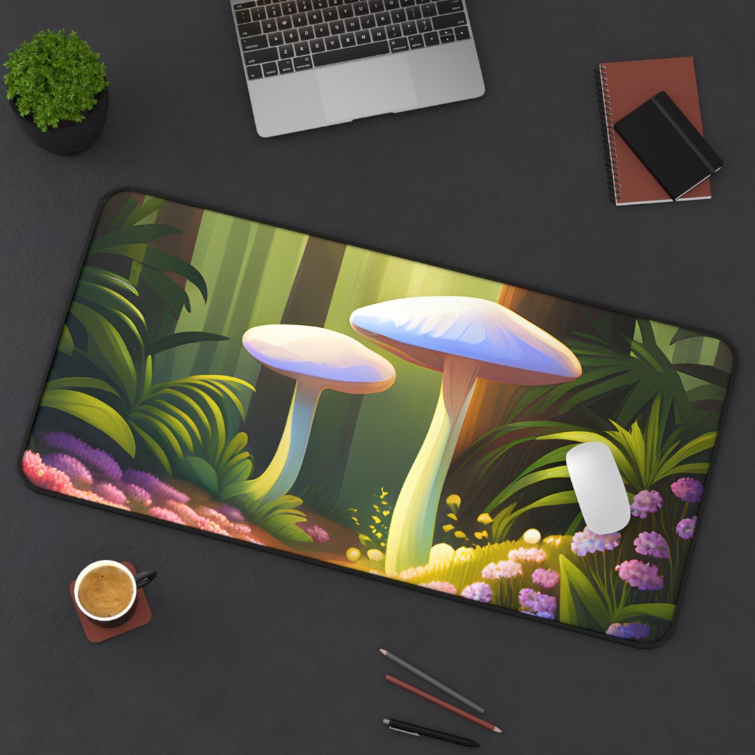 Colorful Mushroom Desk Mat, Cottagecore Mouse Pad, Green Desk Mat ...