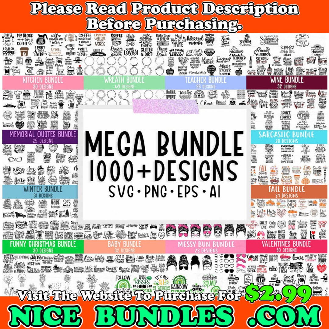 Mega SVG Bundle, T Shirt Designs SVG, Svg Files for Cricut, Silhouette ...