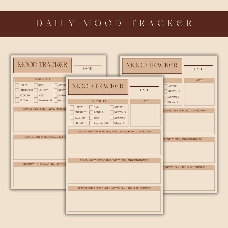 Daily Mood Tracker Printable Mood Journal Emotion Tracker Printable ...