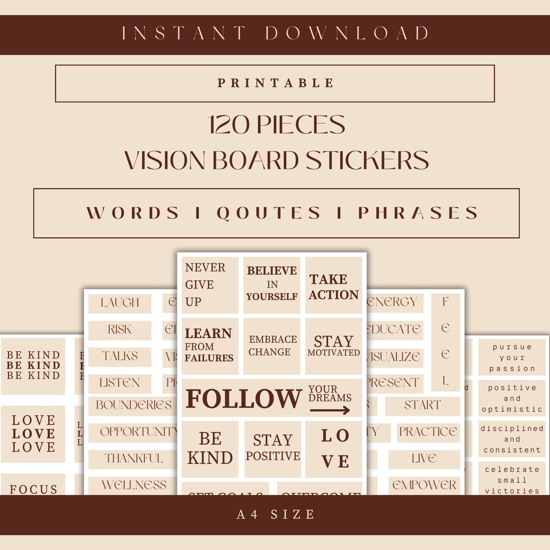 Vision Board Bundle Kit | Motivational Word Quotes | Vision Board ...