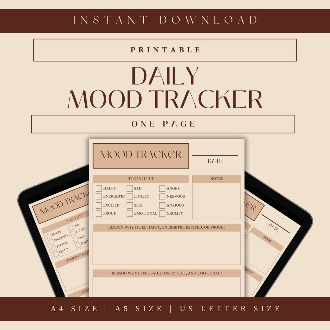 Daily Mood Tracker Printable Mood Journal Emotion Tracker Printable ...