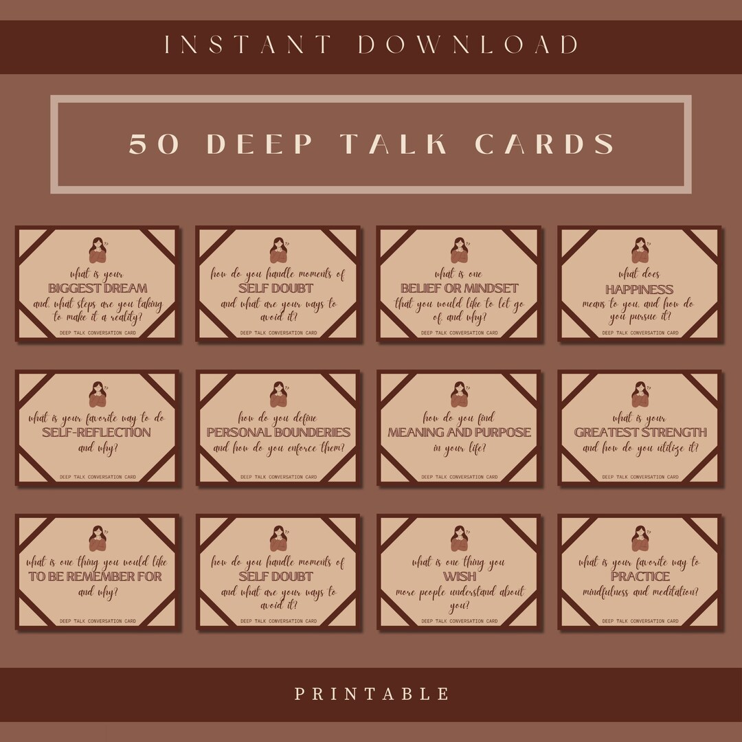 Deep Talk Conversation Cards Table Talk Card Conversation Starter Card ...