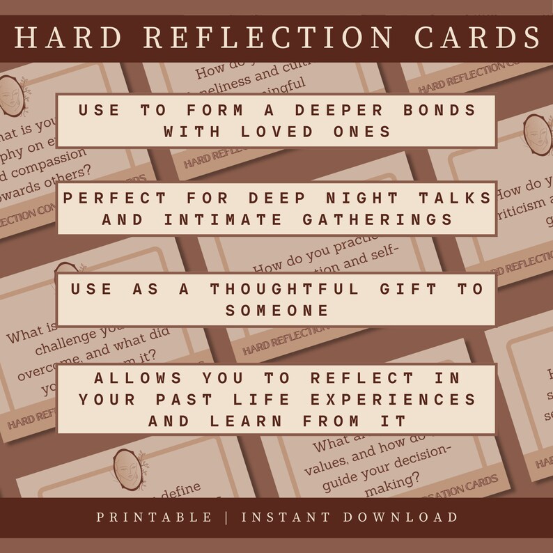 Hard Reflection Conversation Cards | Table Talk Card | Reflection ...