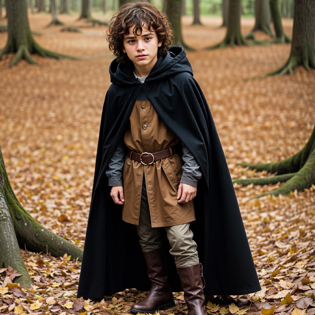 Wizard Elven Hooded Cape Robe for Kids, Kids Wool Cloak With Hood Fancy ...