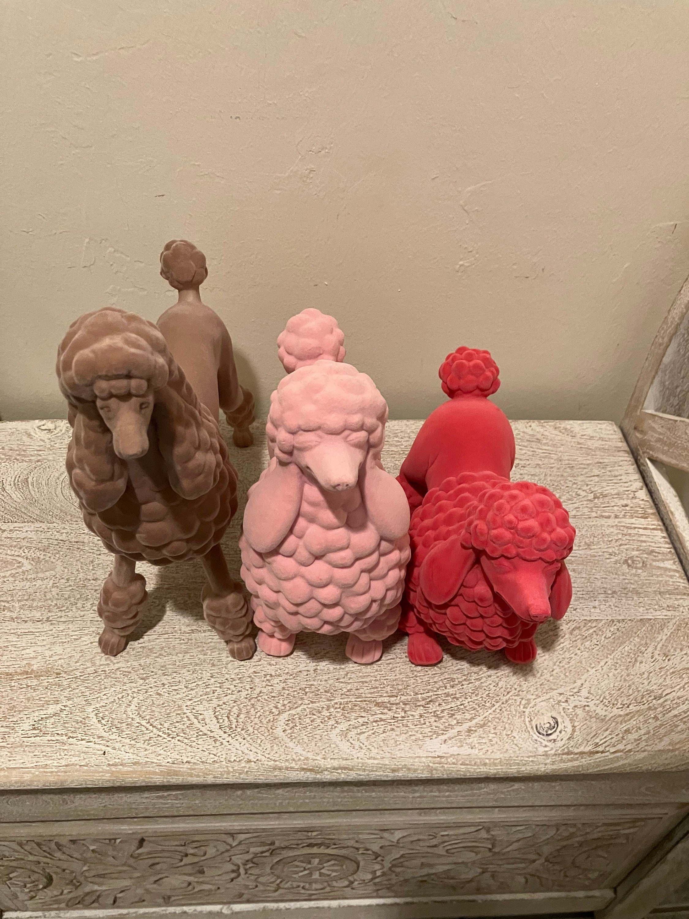 Pink Poodle Dog Figurines Dog Statues Dog Sculpture Kitch Kitchy Glam ...