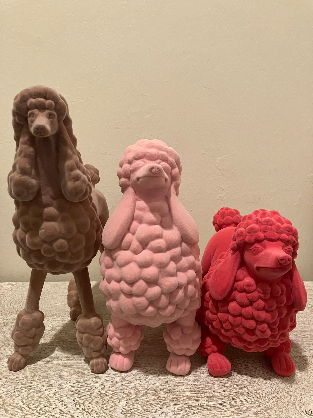 Pink Poodle Dog Figurines Dog Statues Dog Sculpture Kitch Kitchy Glam ...