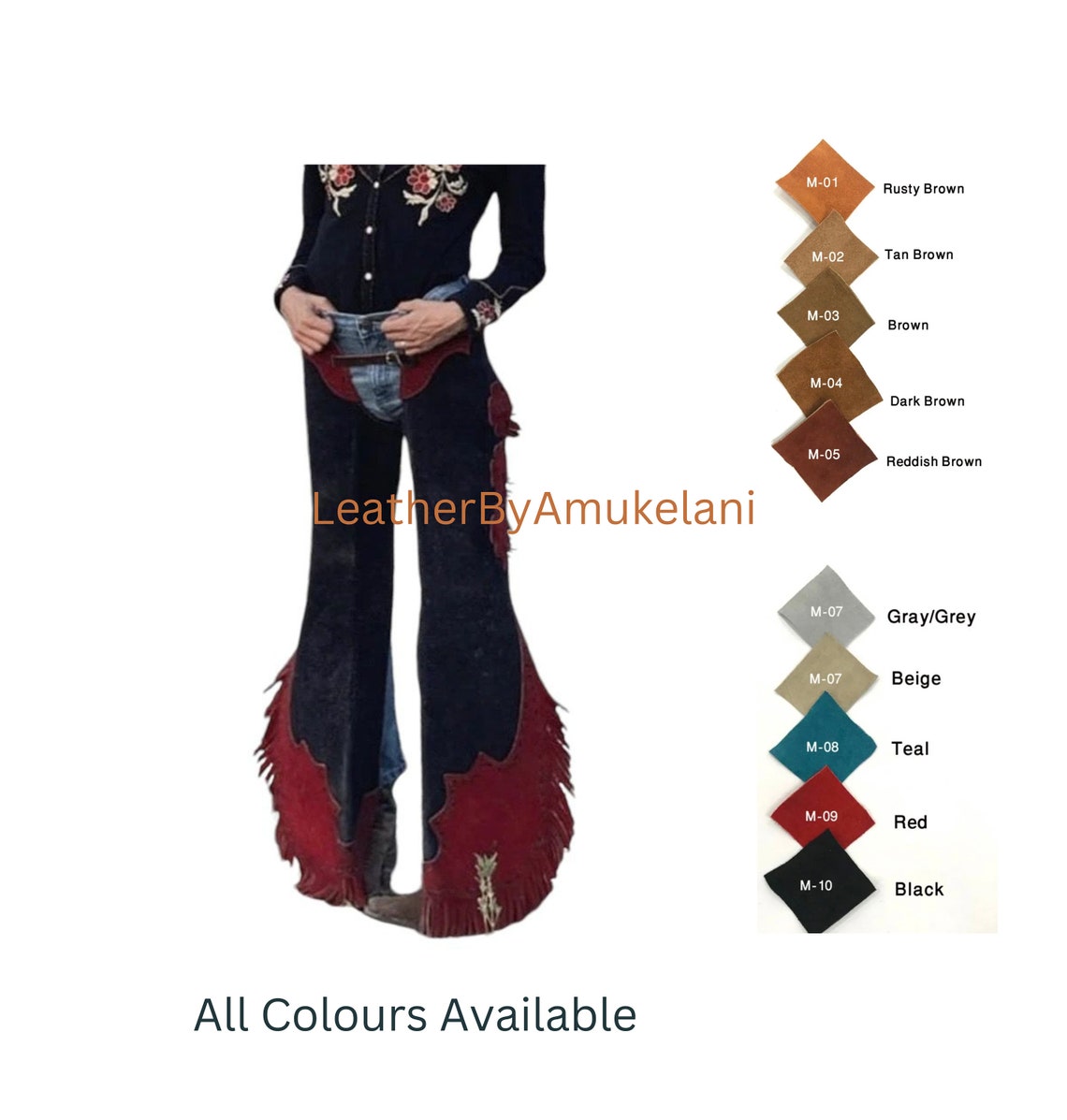 Womens Western Wear Suede Leather Chap Fringes, Women Suede Leather ...