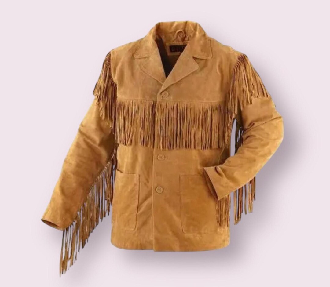 Men's Suede Leather Fringed Western Jacket - Cowboy Style - Etsy