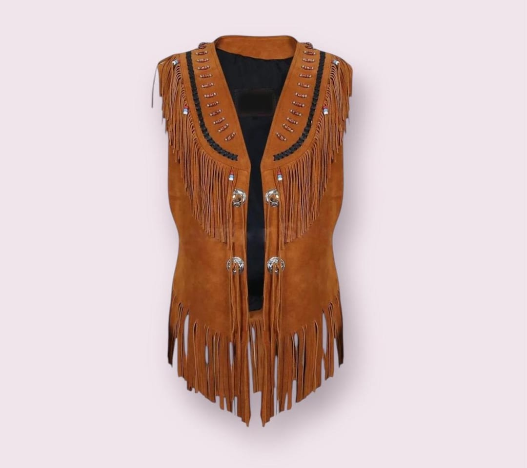 Beaded Suede Leather Fringe Vest: Women's Powwow Regalia - Etsy