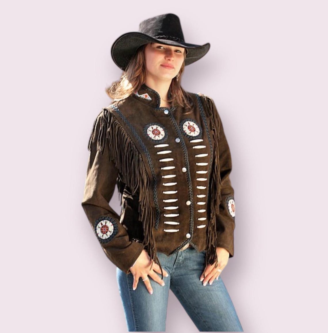 Handmade Suede Leather Beaded Fringe Jacket: Western Rodeo Style - Etsy