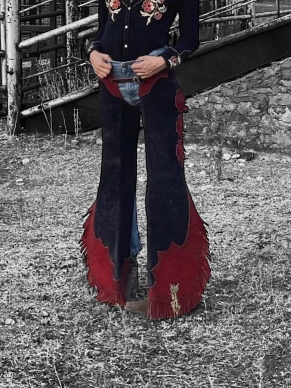 Womens Western Wear Suede Leather Chap Fringes, Women Suede Leather ...