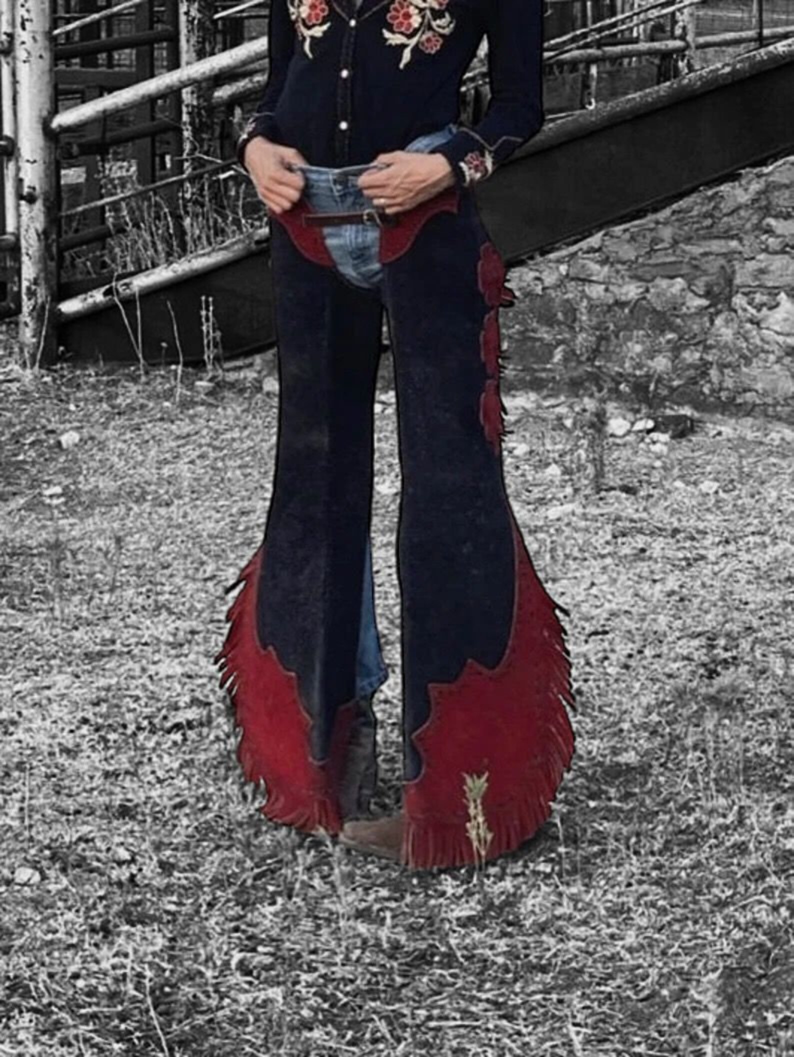 Womens Western Wear Suede Leather Chap Fringes, Women Suede Leather ...