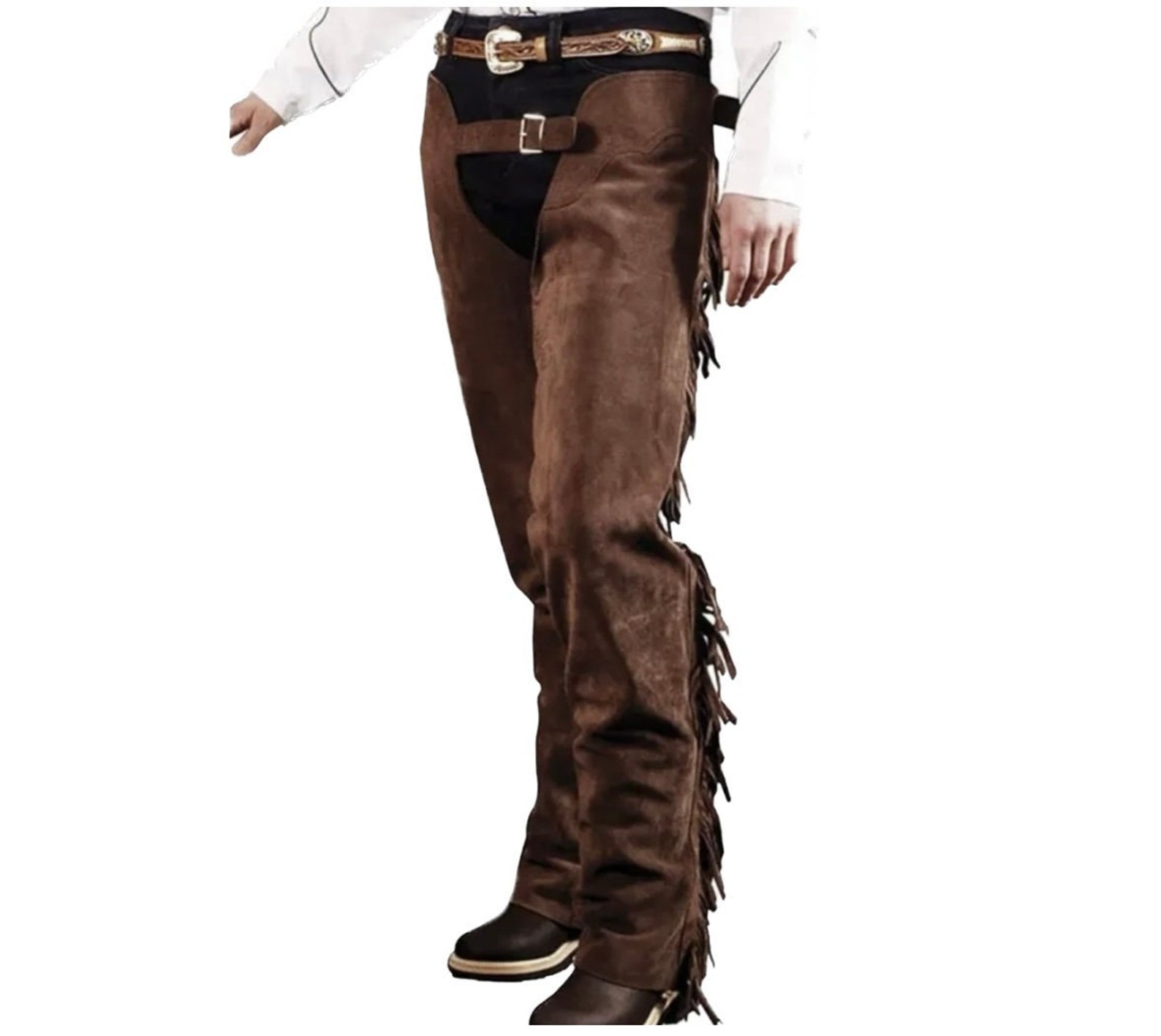 Western Cowboy Style Handmade Suede Leather Chap Fringes, Suede Leather ...