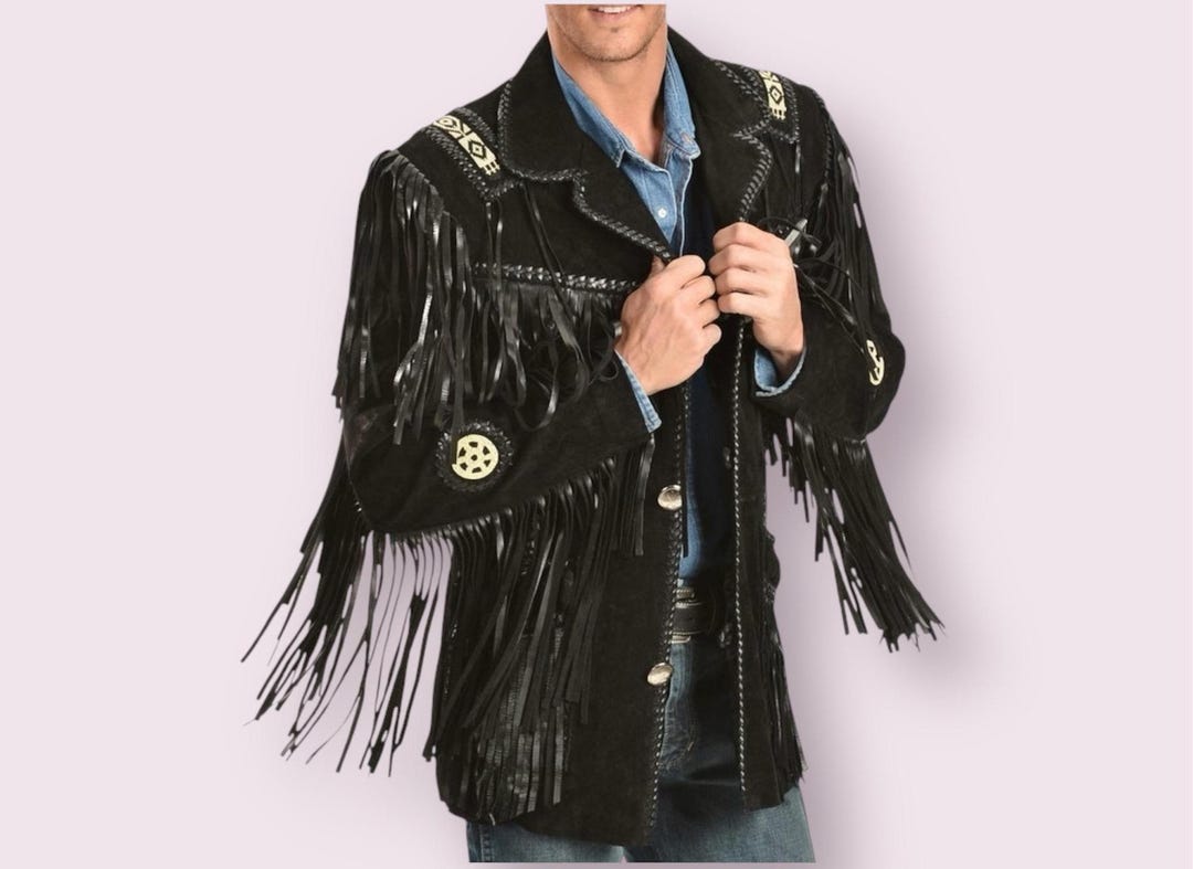 Men's Traditional Handmade Western Cowboy Suede Leather Jacket Coat ...
