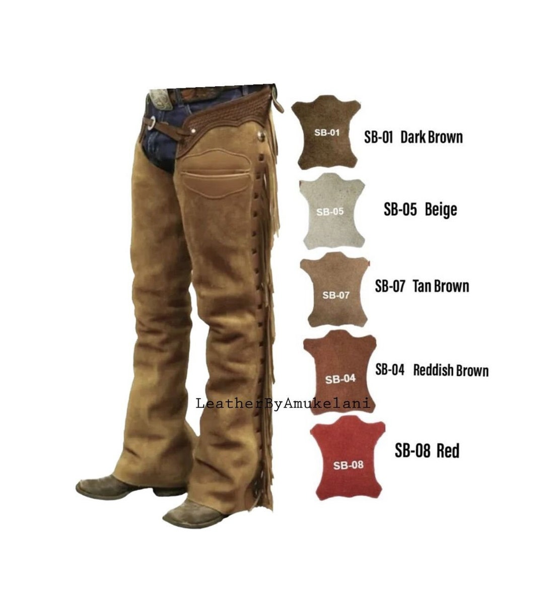 Western Wear Cowboy Style Handmade Suede Leather Chap Fringes, Suede ...