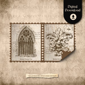 Printable Vintage Gothic Architecture Faux Postage Stamps - Assortment ...