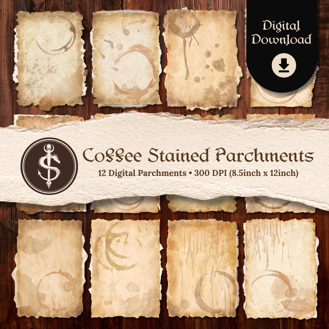 Printable Coffee Stained Parchment - Junk Journal Pages, Digital ...