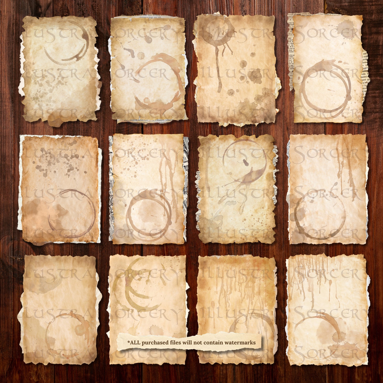 Printable Coffee Stained Parchment - Junk Journal Pages, Digital ...