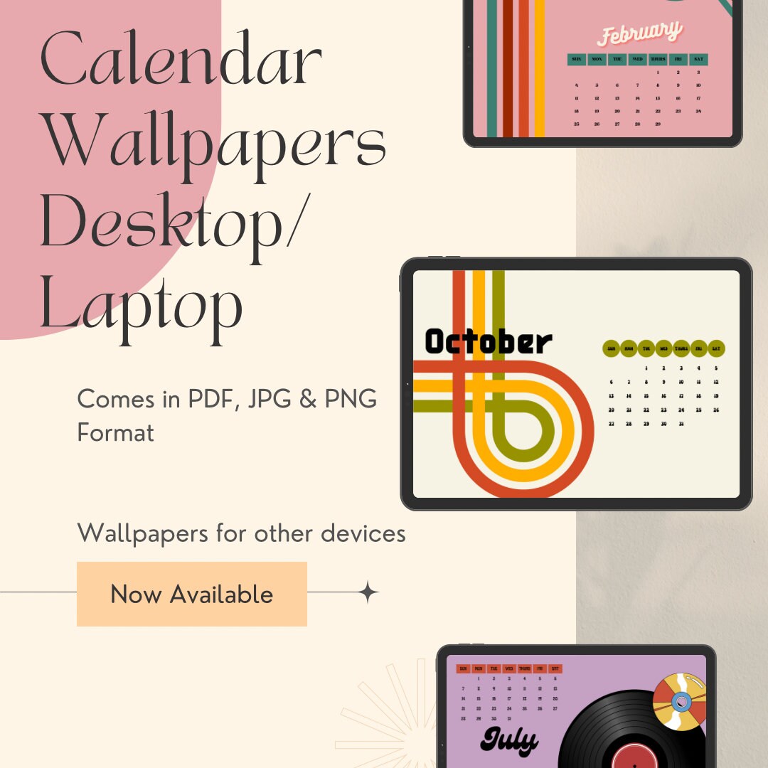 Retro 70s January 2024 Calendar Desktop/laptop Wallpaper Maximalist - Etsy