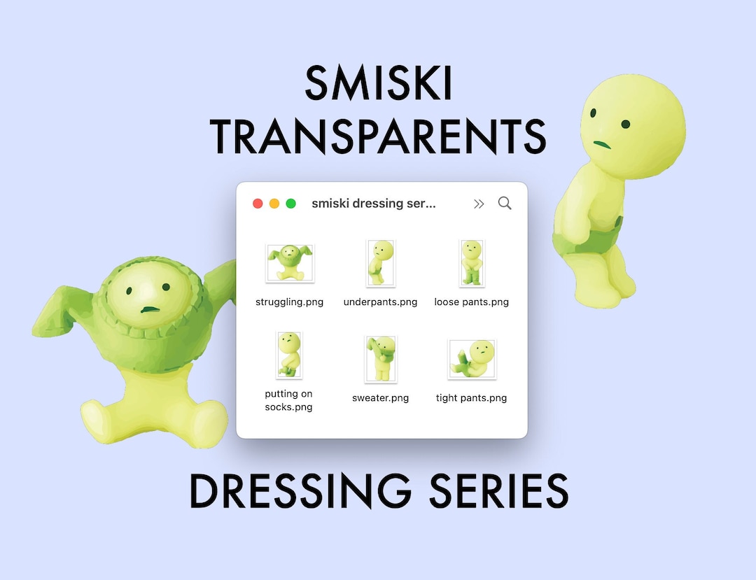 Smiski Clipart DRESSING Series Digital Png (6 FILES) Digital Stickers ...
